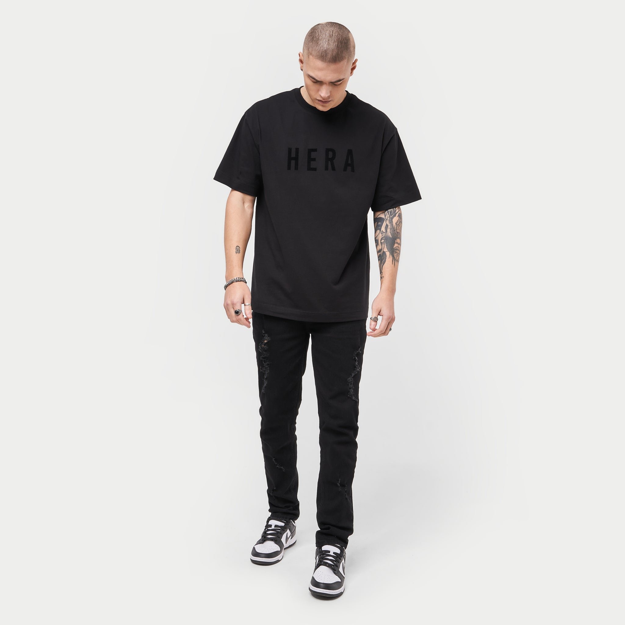 Mens Distressed Slim Fit Jean - Black | HERA Clothing