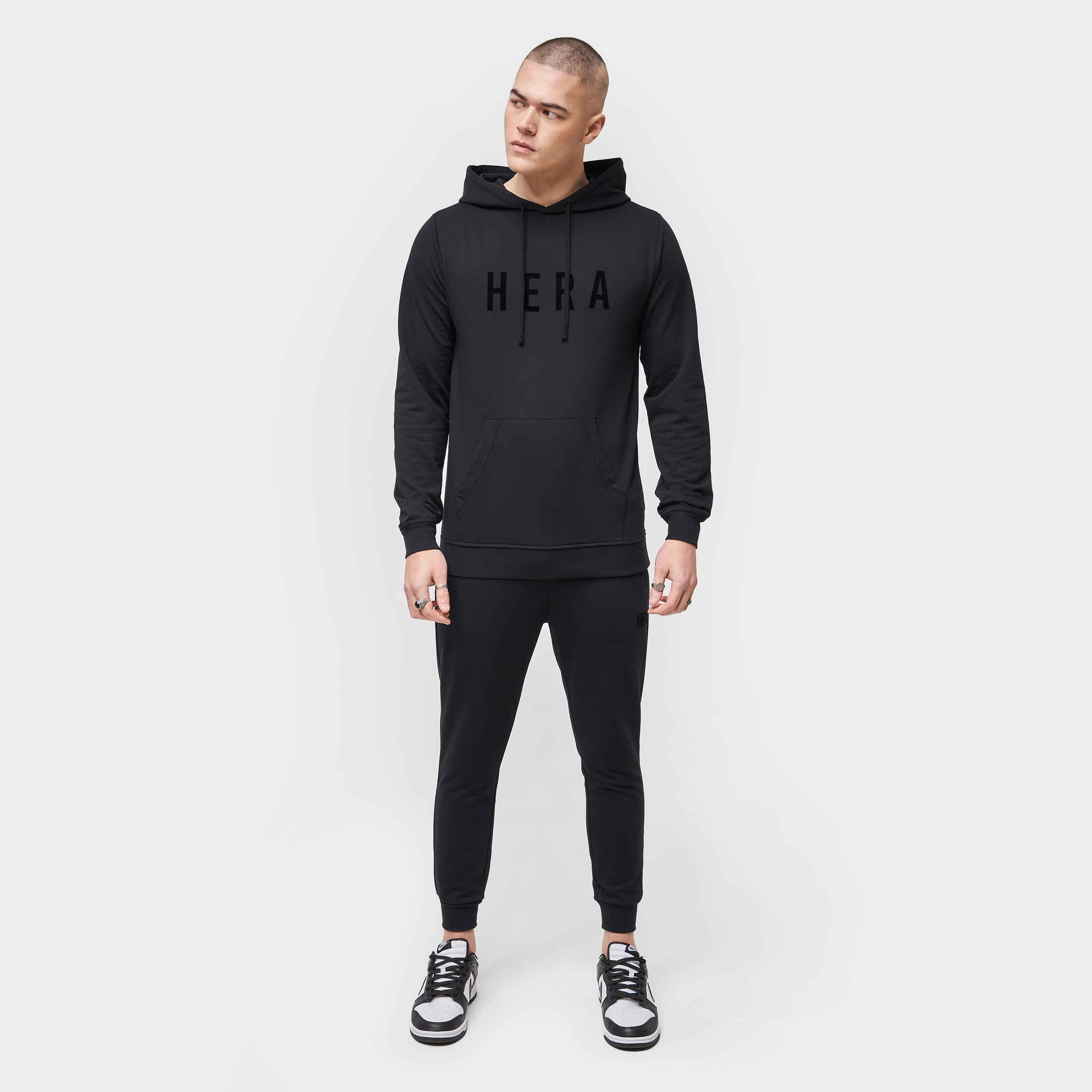 Mens Focus Slim Fit Hoodie - Black | HERA Clothing